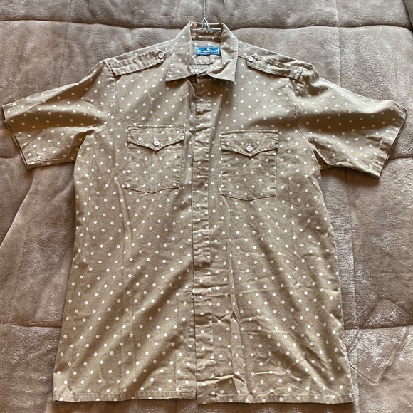 tropicool | Shirts | Tan Polka Dot Button Down Shirt M | Poshmark